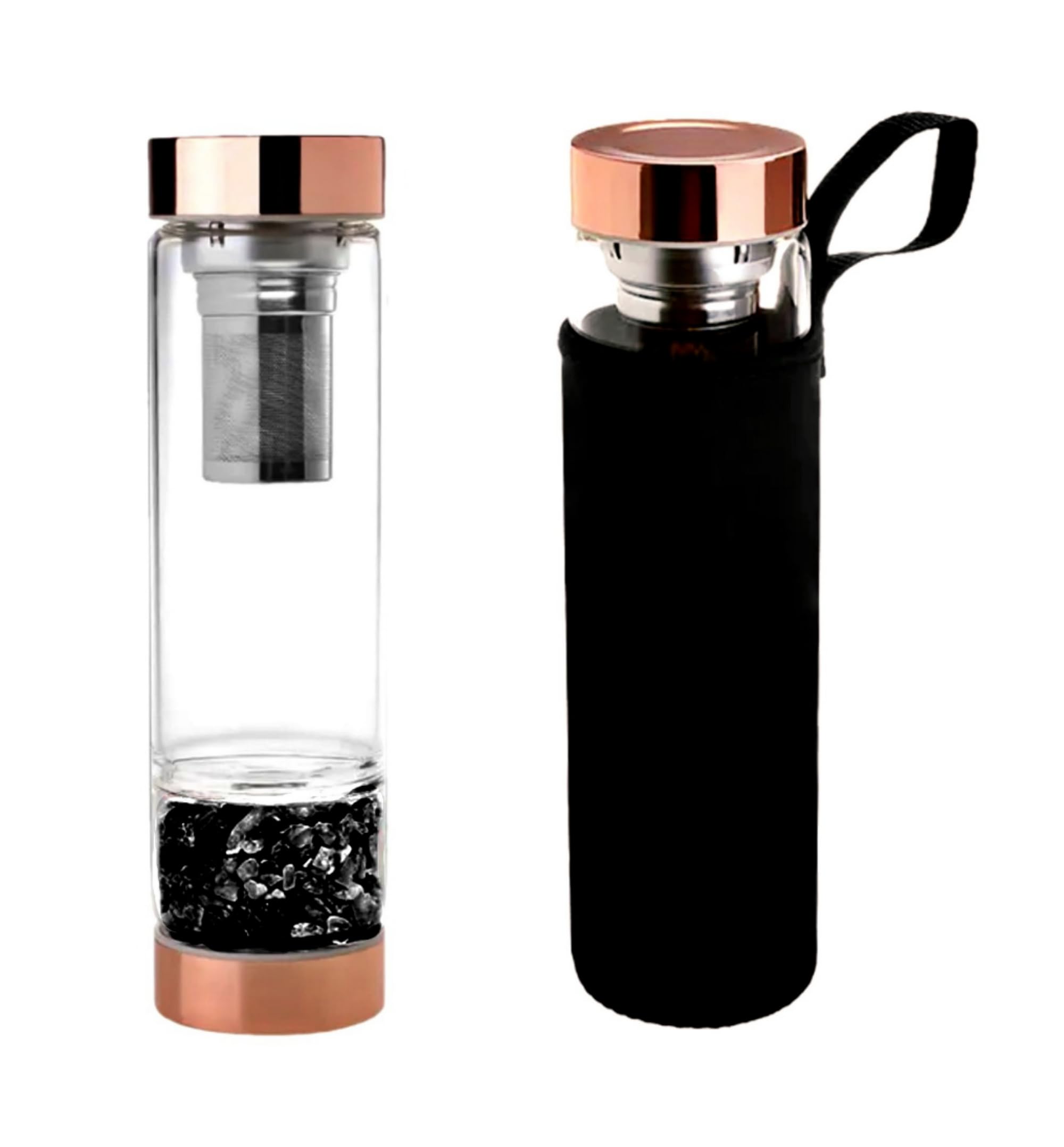 Amazon.com: Rose Gold Gem Stone Infused Slim Crystal Water Bottle With ...
