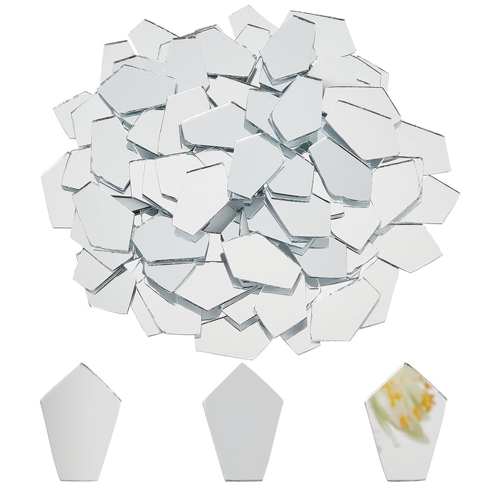Mosaic Mirror Tiles Diy 150Pcs Diamond Mosaic Pieces 1x0.9 Inch Mirror