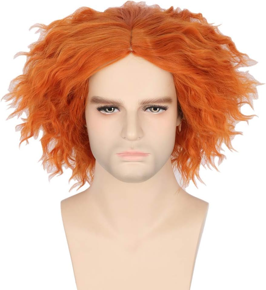 Amazon.com: PARTY ZONE Short Orange Cosplay Wig-Curly Synthetic Wavy ...