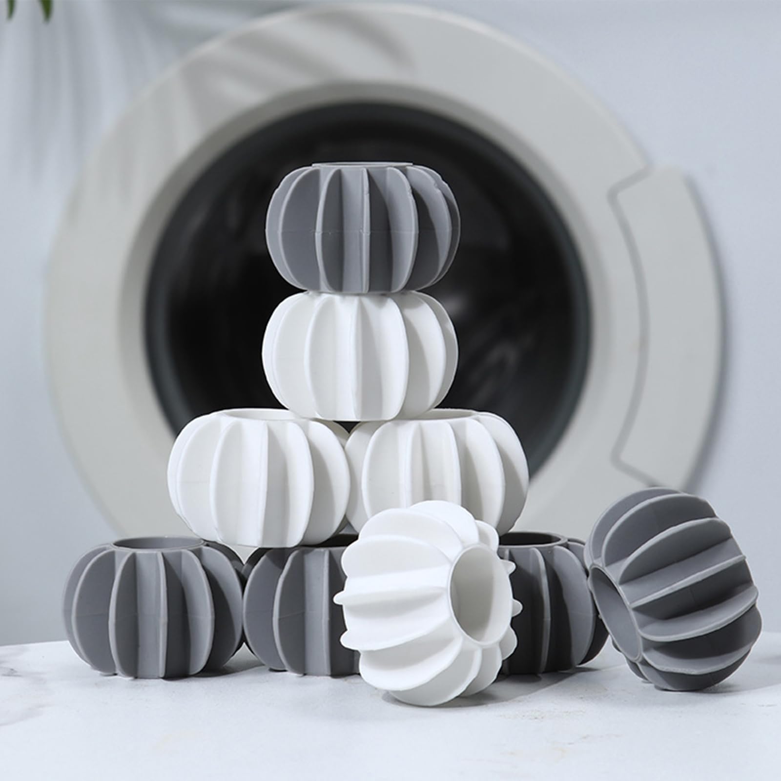 Amazon.com: BASEMMAHER 10Pcs Reusable Laundry Balls Scrubbing Balls Gray White Silicone Dryer ...