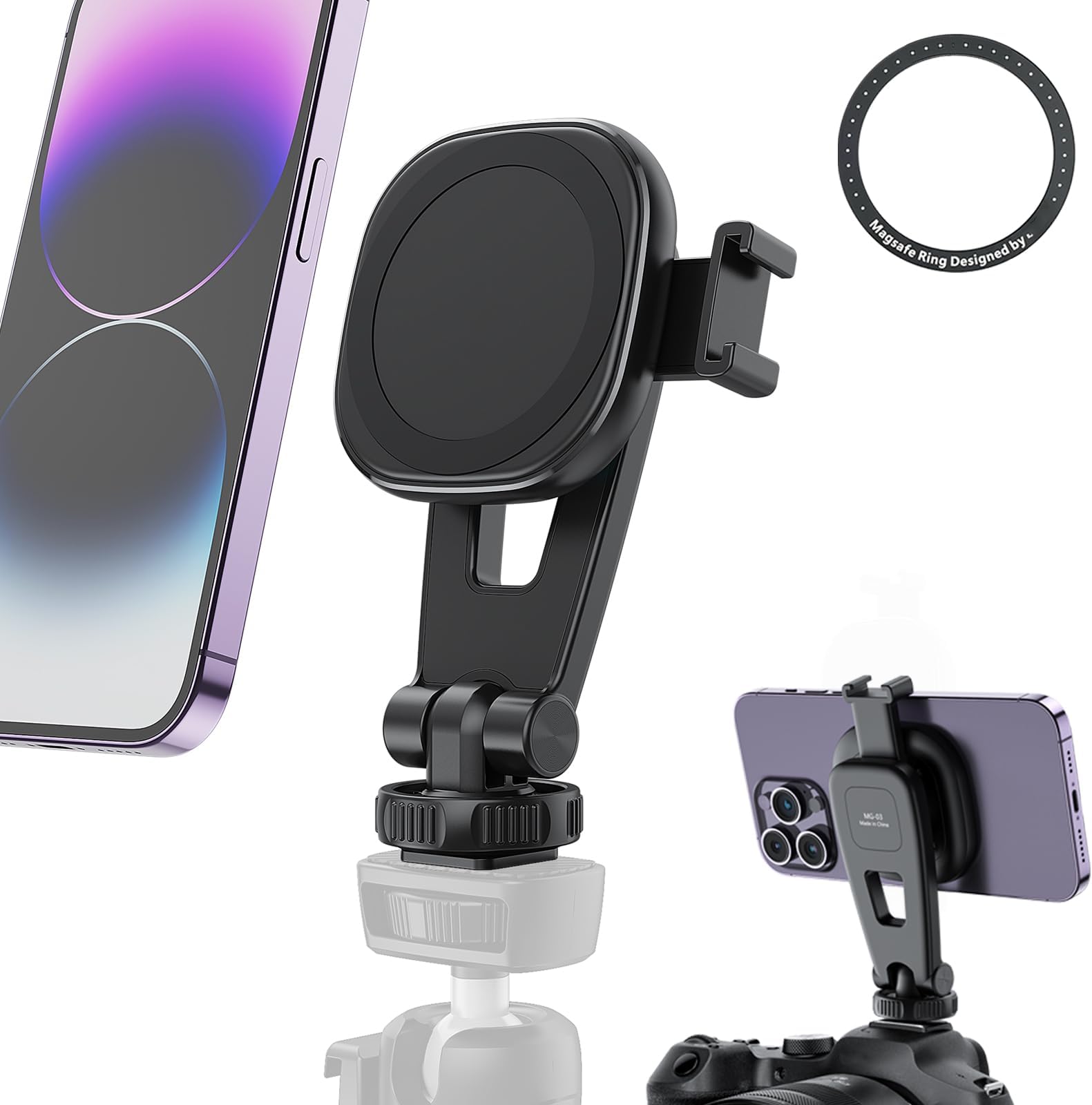 Amazon.com: BRDRC Cold Shoe Phone Mount Holder, Tripod Mount for iPhone ...