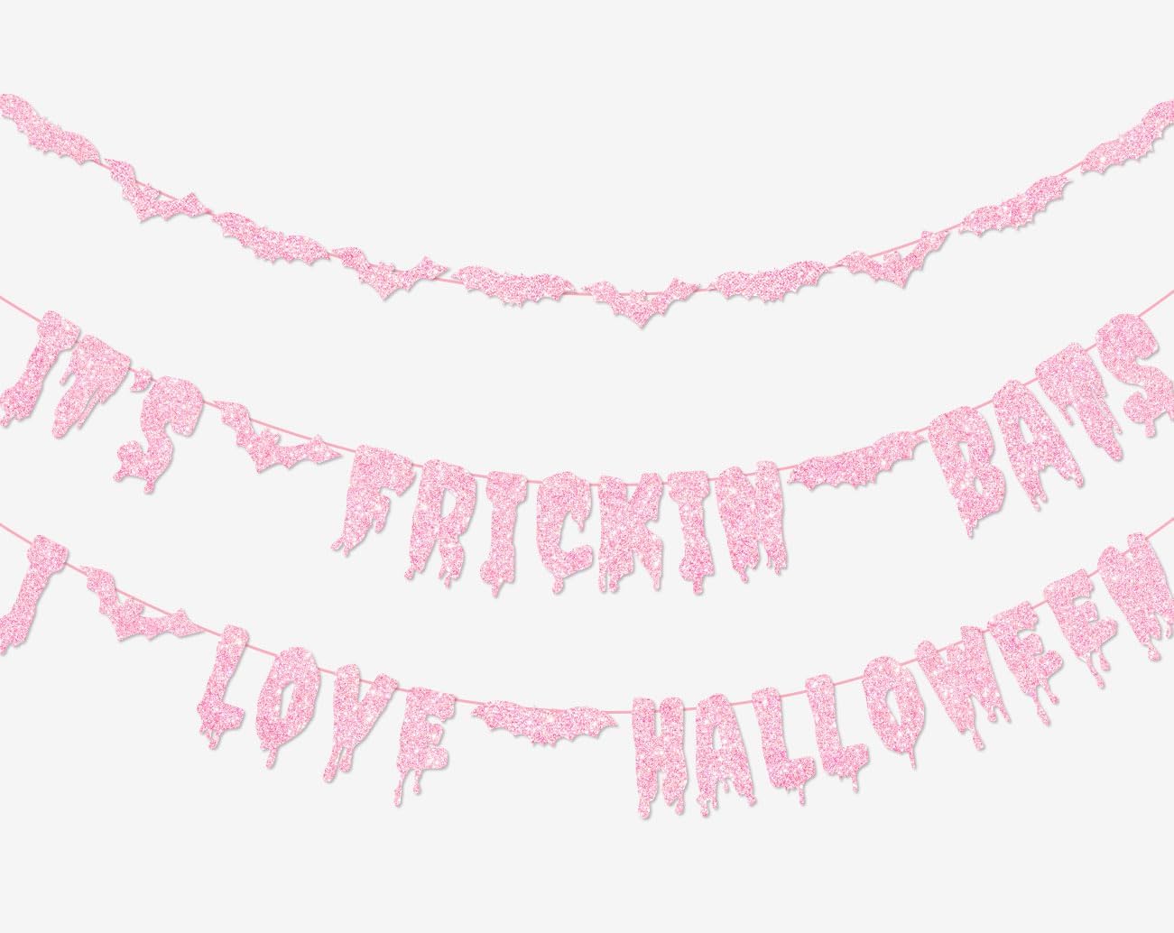 Amazon.com: Pink Halloween Decorations It's Frickin Bats I Love Banner ...