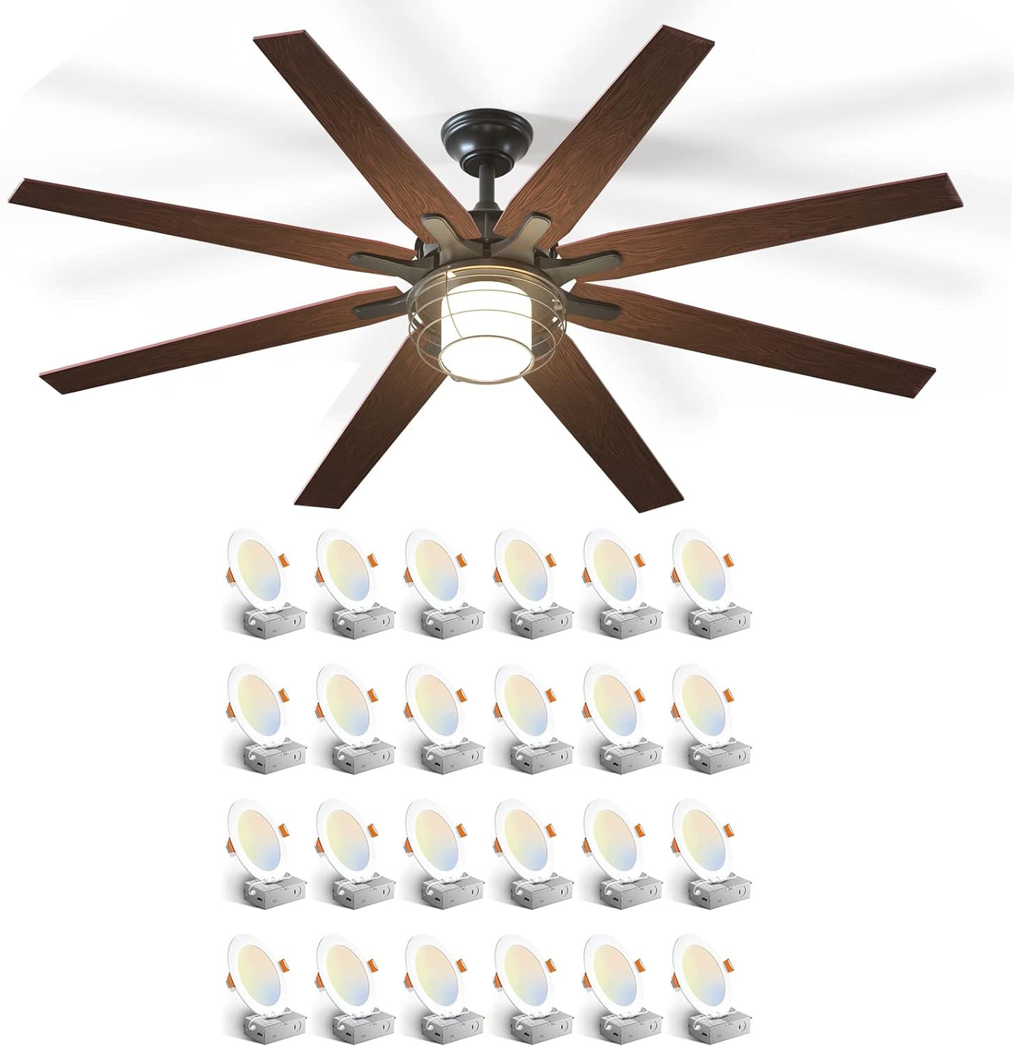 Amico Home Lighting Bundle Set: 66 inch 8-Blade Ceiling Fans with ...