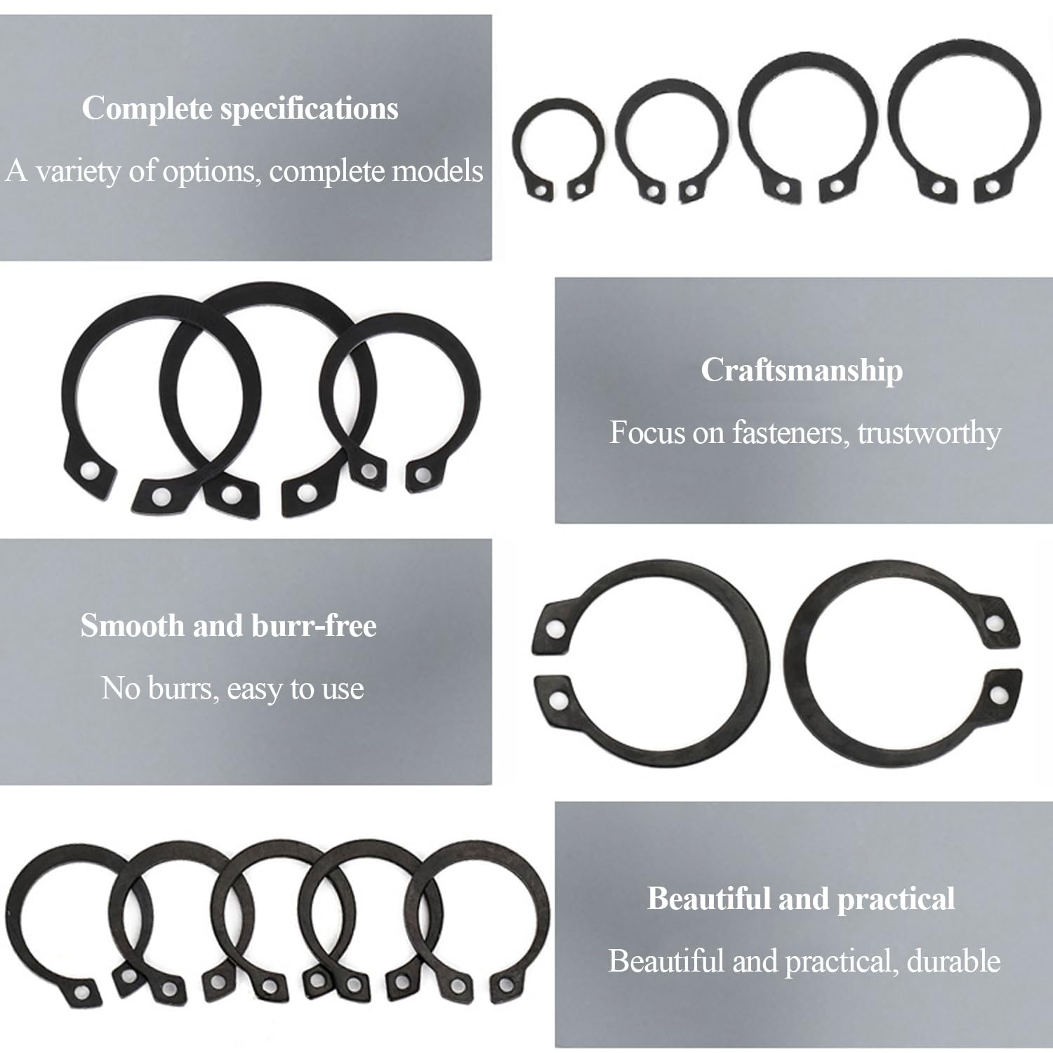 External Circlips PHasz 200-Piece C-Clip Assortment - 5-9mm External ...