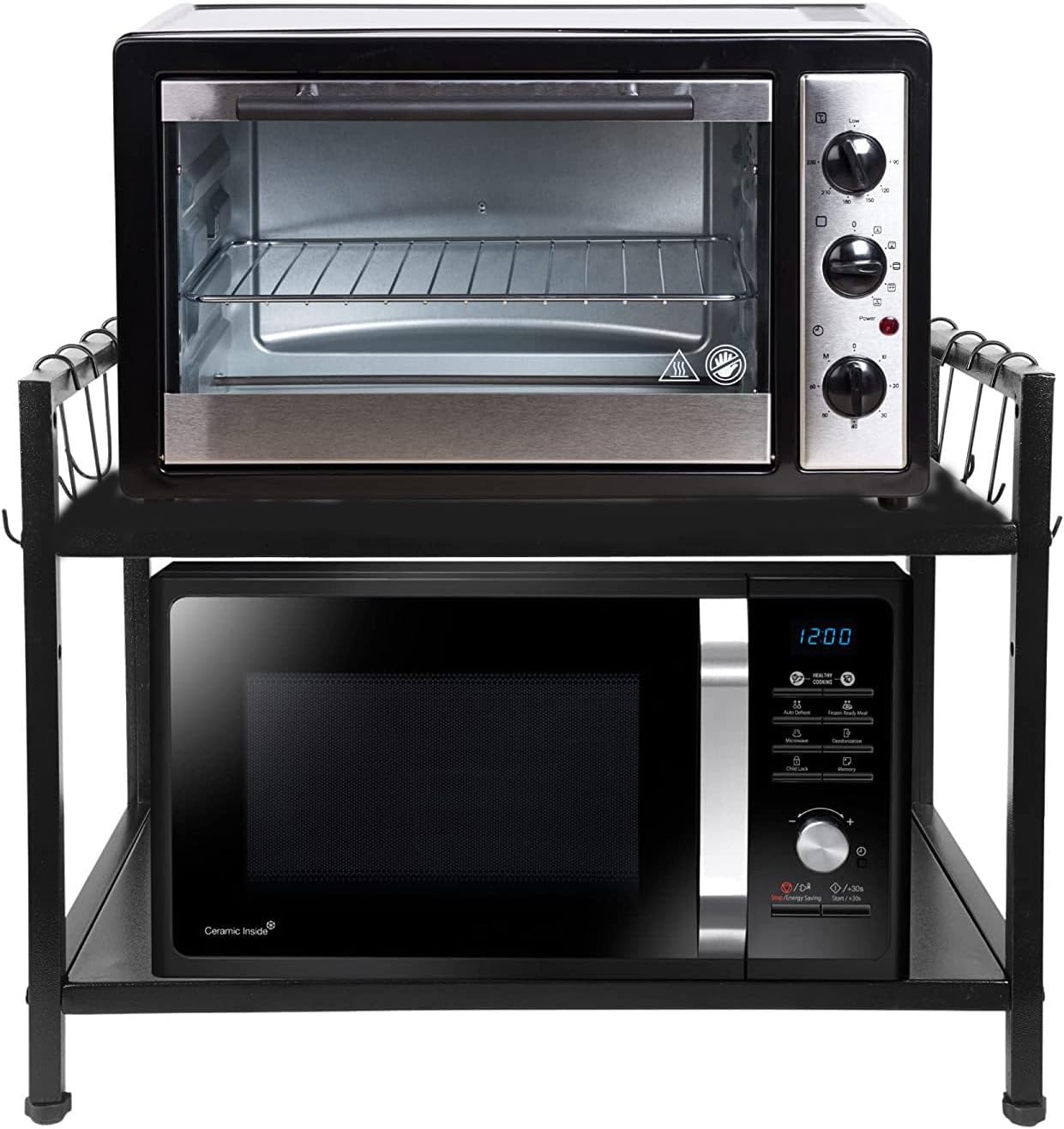 House Decore Microwave stand oven metal stand shelf rack 2 tier with 8 ...