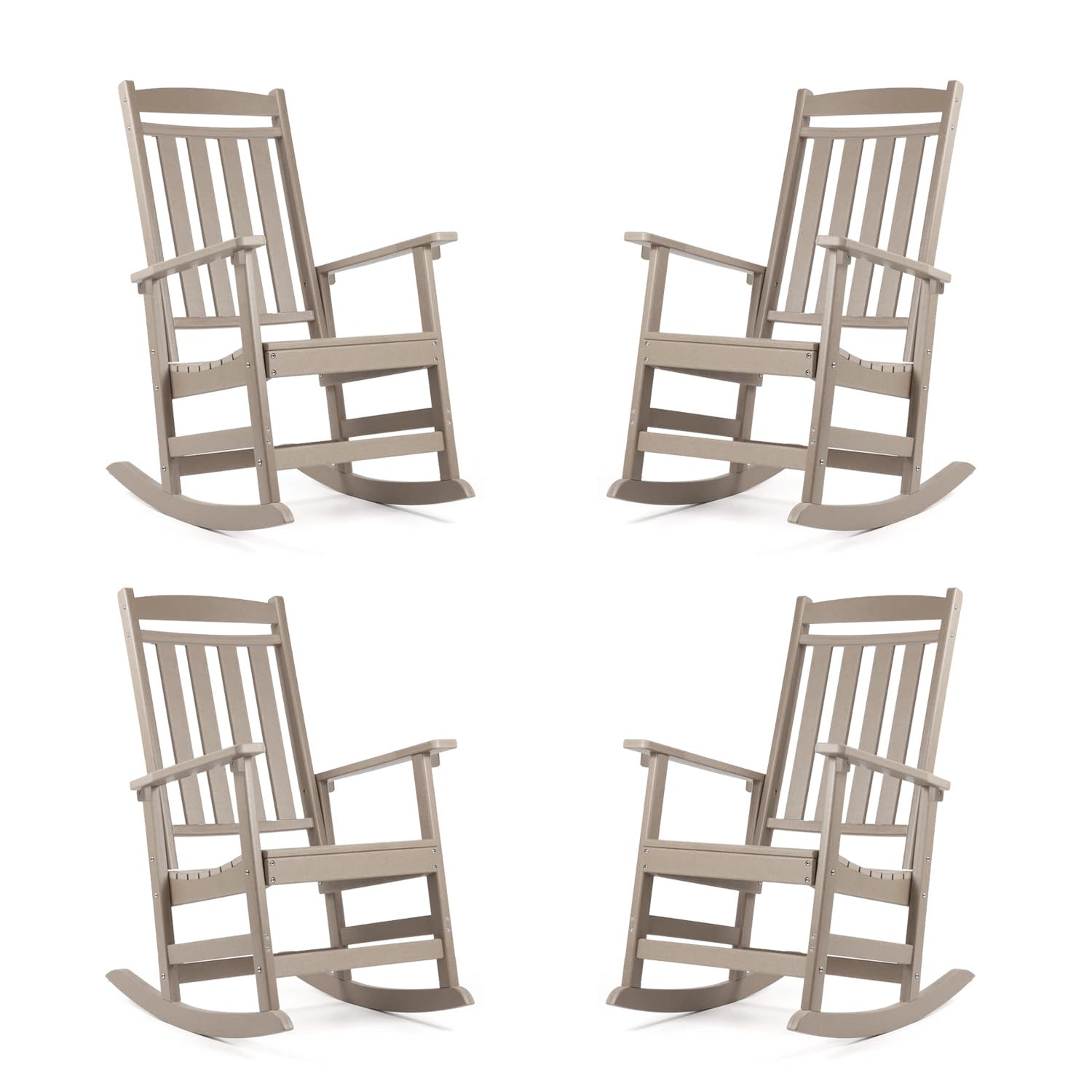 Amazon.com : FOOWIN Outdoor Rocking Chair Set of 4, High Back Patio ...