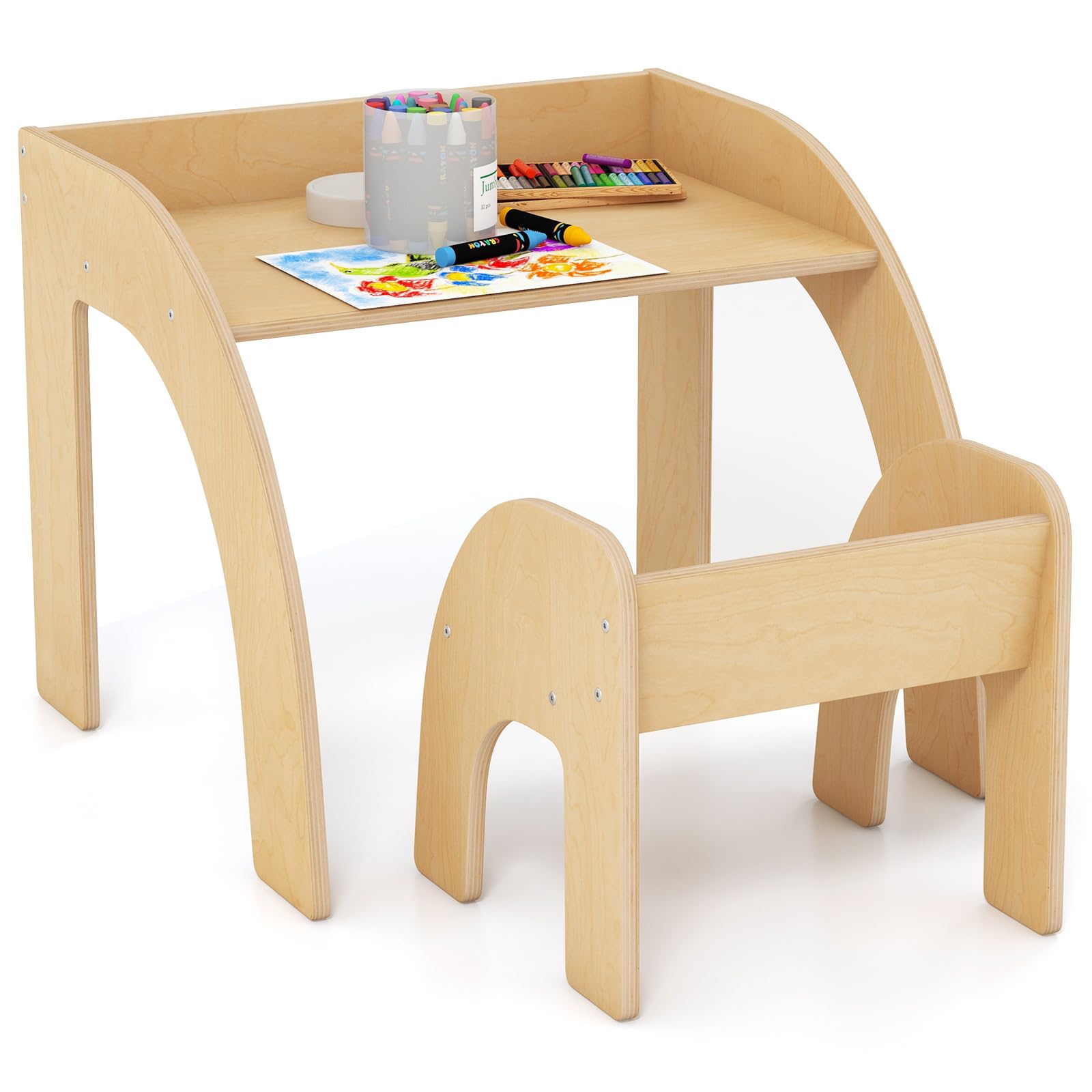 Amazon.com: INFANS Kids Table and Chair Set, Wooden Activity Table for ...