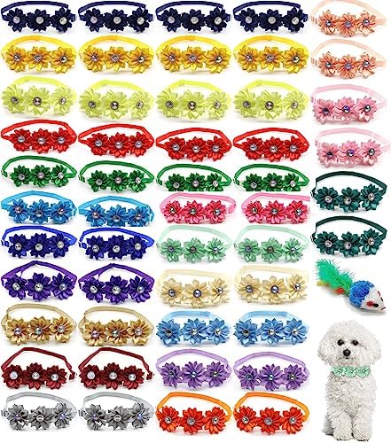 Amazon.com : 100 Pack Dog Bowtie Flower Dog Collar Girl Dog Accessories ...