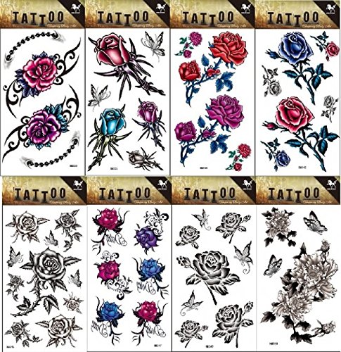 Amazon.com : Spestyle 8pcs different look like real fake tattoo ...