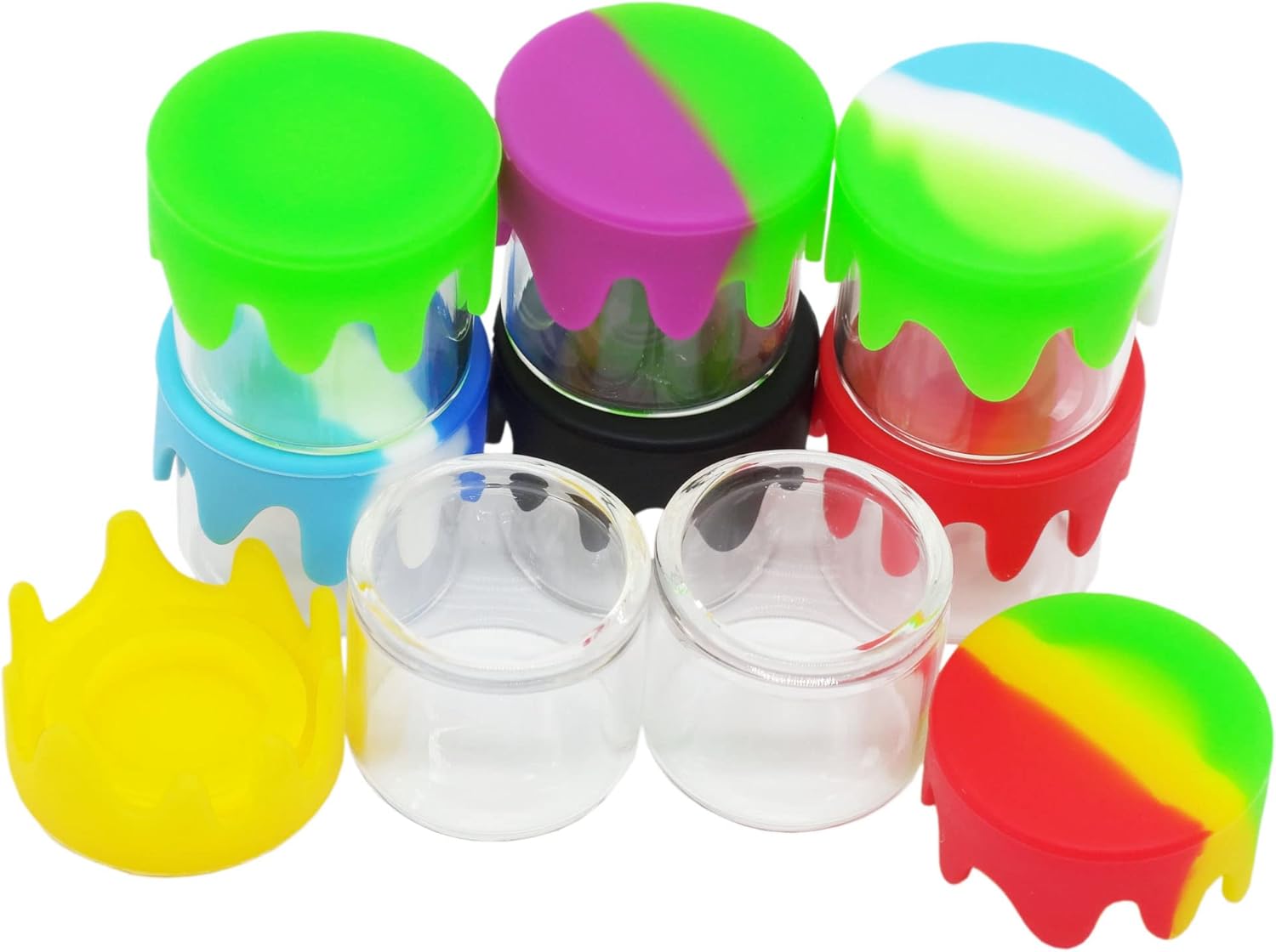 Amazon.com: KUVIS 6ml Silicone Glass Wax Containers Airtight with ...