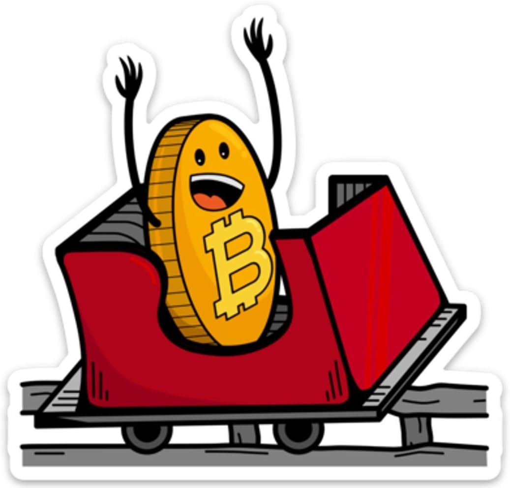 Amazon.com: Stickeroonie Bitcoin Vinyl Sticker, Bitcoin on a Roller Coaster Ride, 4 x 4 Inches ...