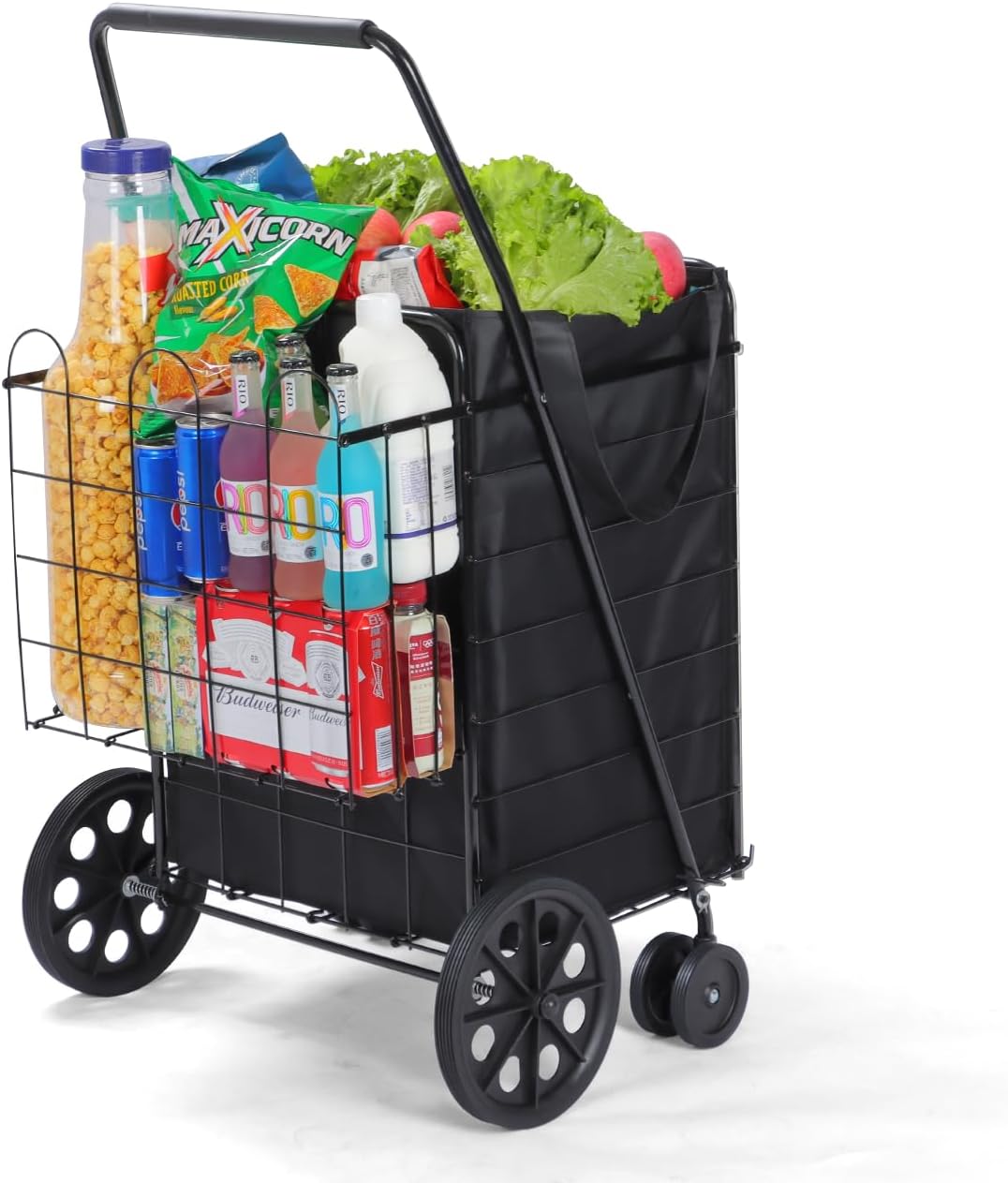 Amazon.com: Kiffler Grocery Shopping Cart with 360° Rolling Swivel ...