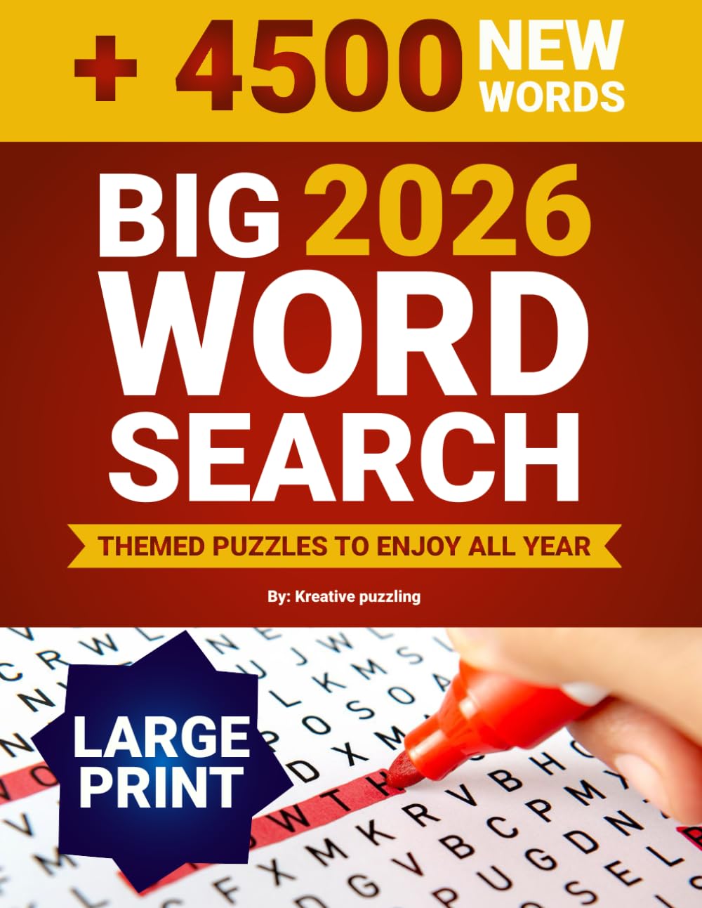 2026 word search Book Large Print Puzzles: +4500 Words - 200 Themed ...