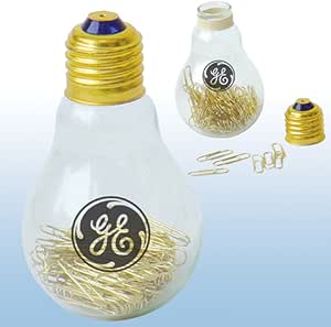 Amazon.com : Light Bulb Paper Clip Holder w/Brass Paper Clips : Office ...