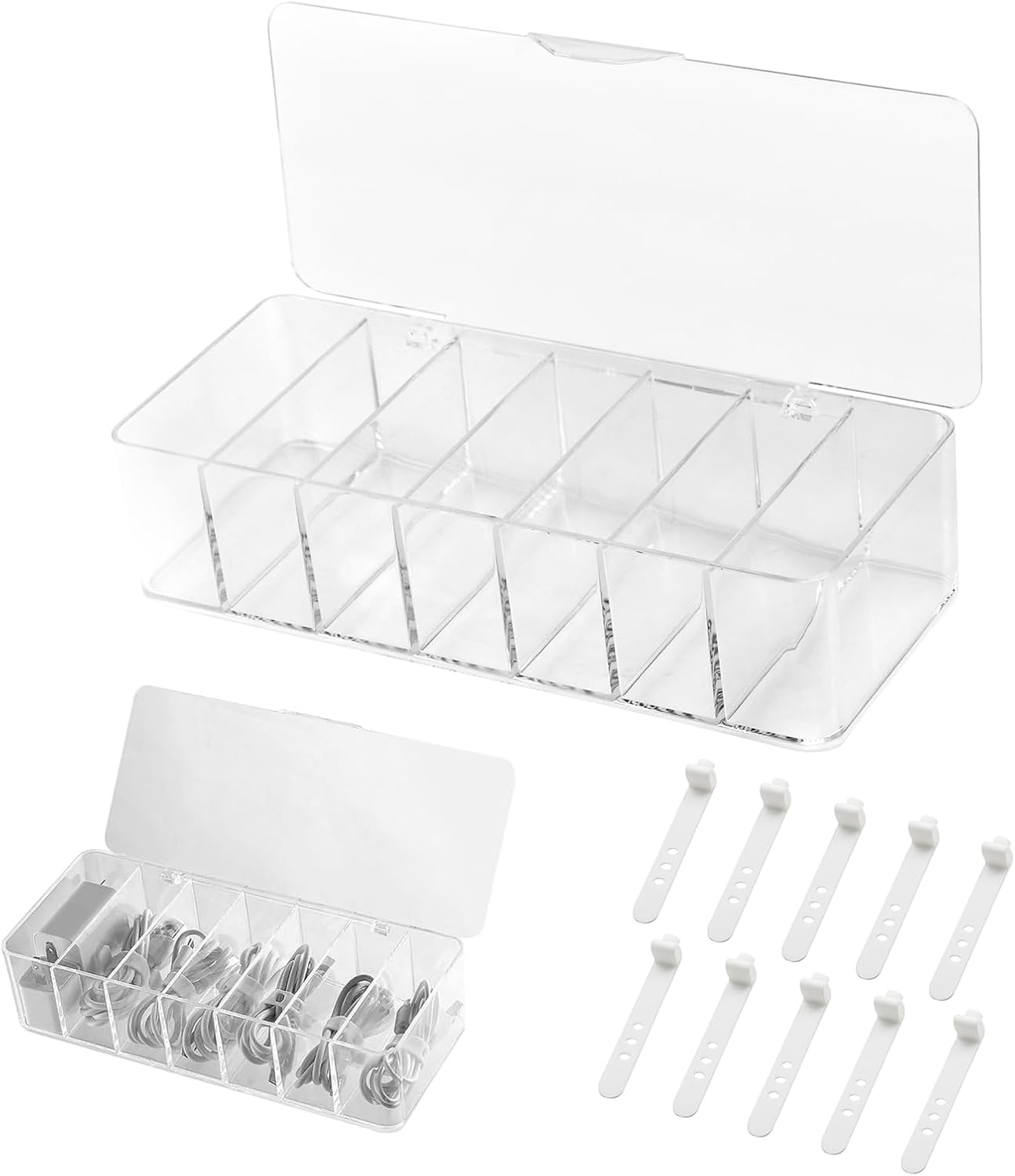 Storage Box for Chargers,Data Cable Storage Box Transparent,Plastic ...