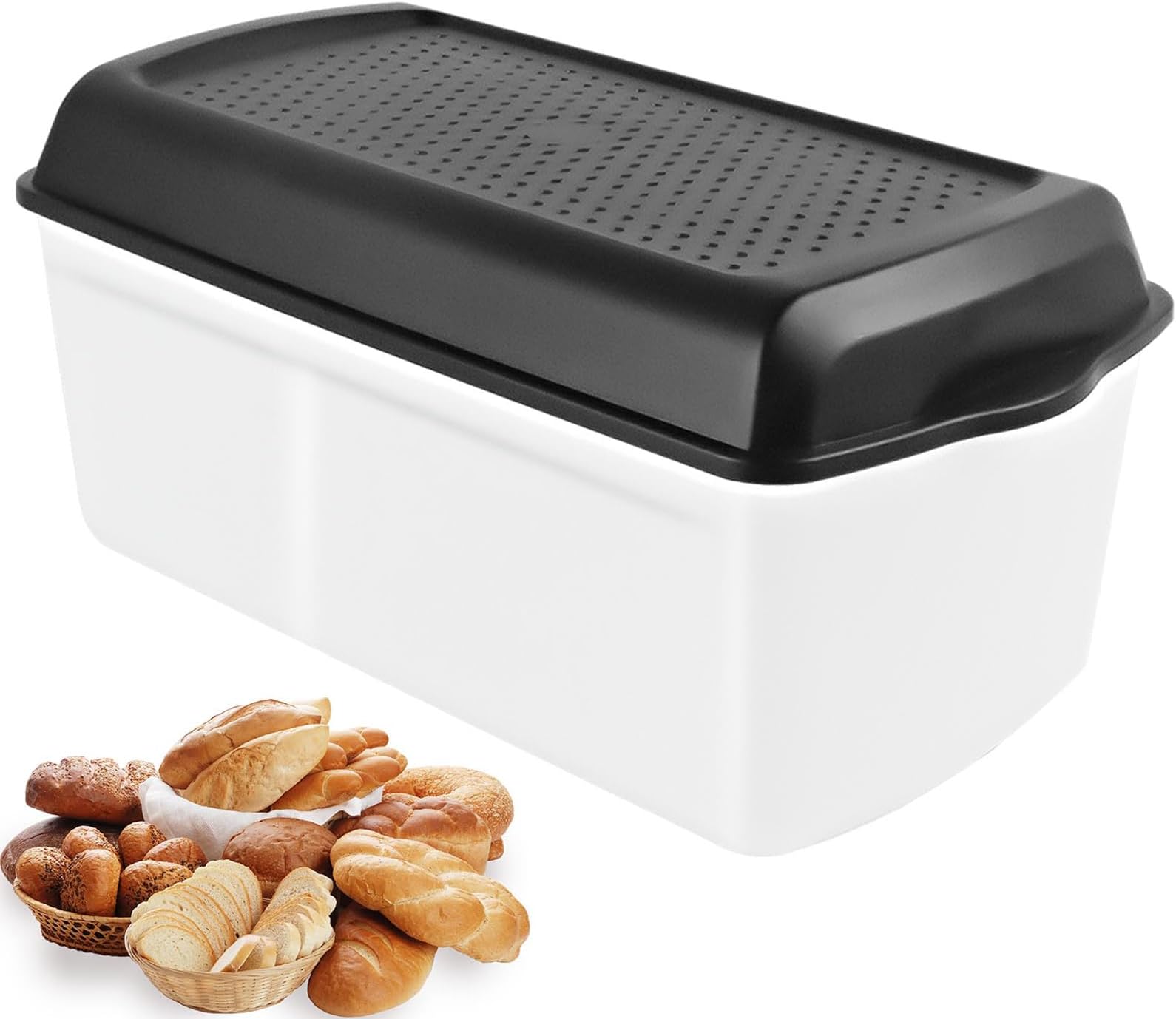 NBVNBV Bread Bin, Smart Airflow Bread Box with Divider and Bread lid ...