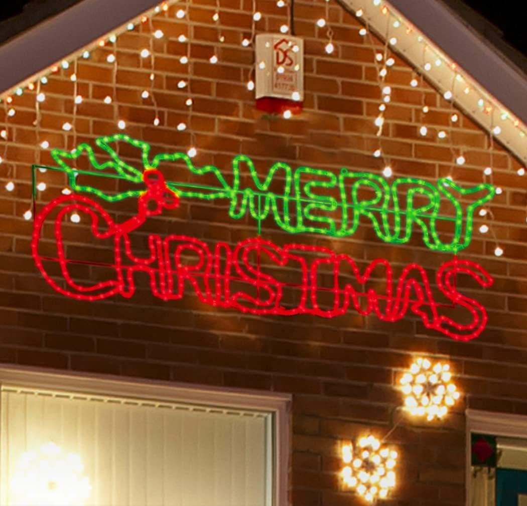 Amazon.com : LAMPHOME Large 48"x18" 504 LED Merry Christmas Neon Motif ...