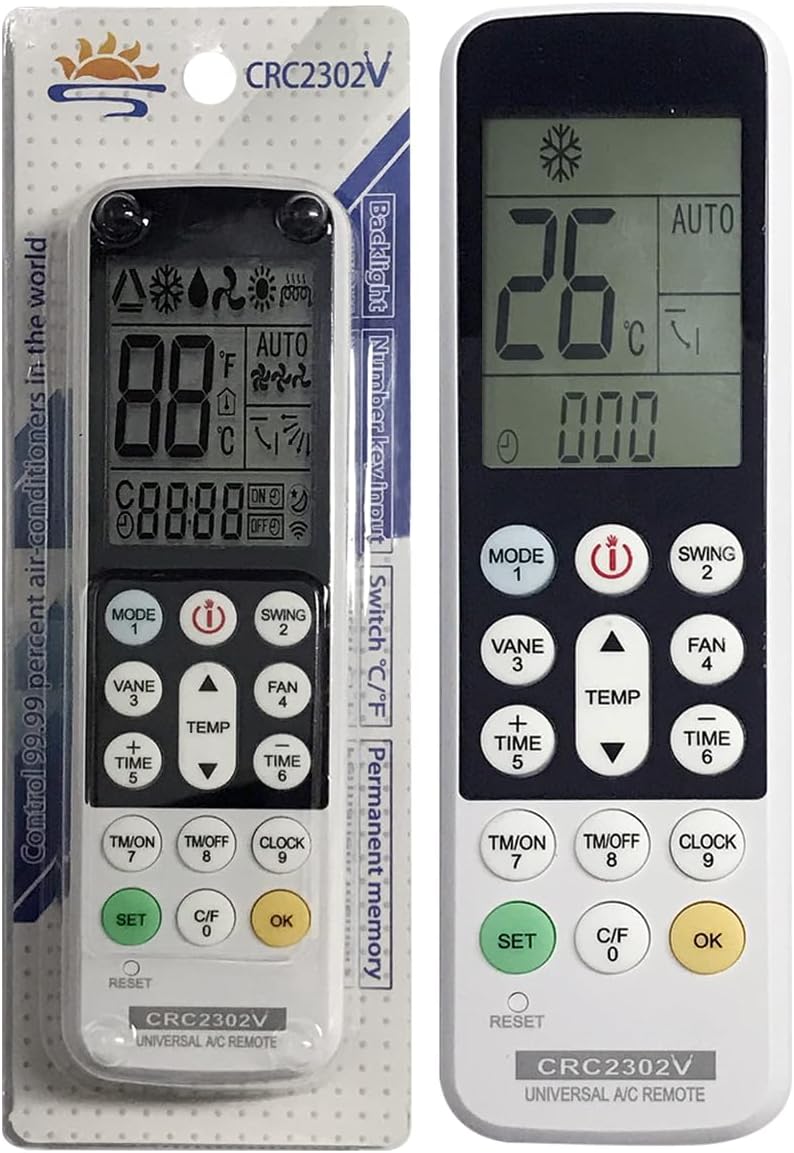 Amazon.com: CRC2302V Universal Replace A/C Remote Control Compatible ...