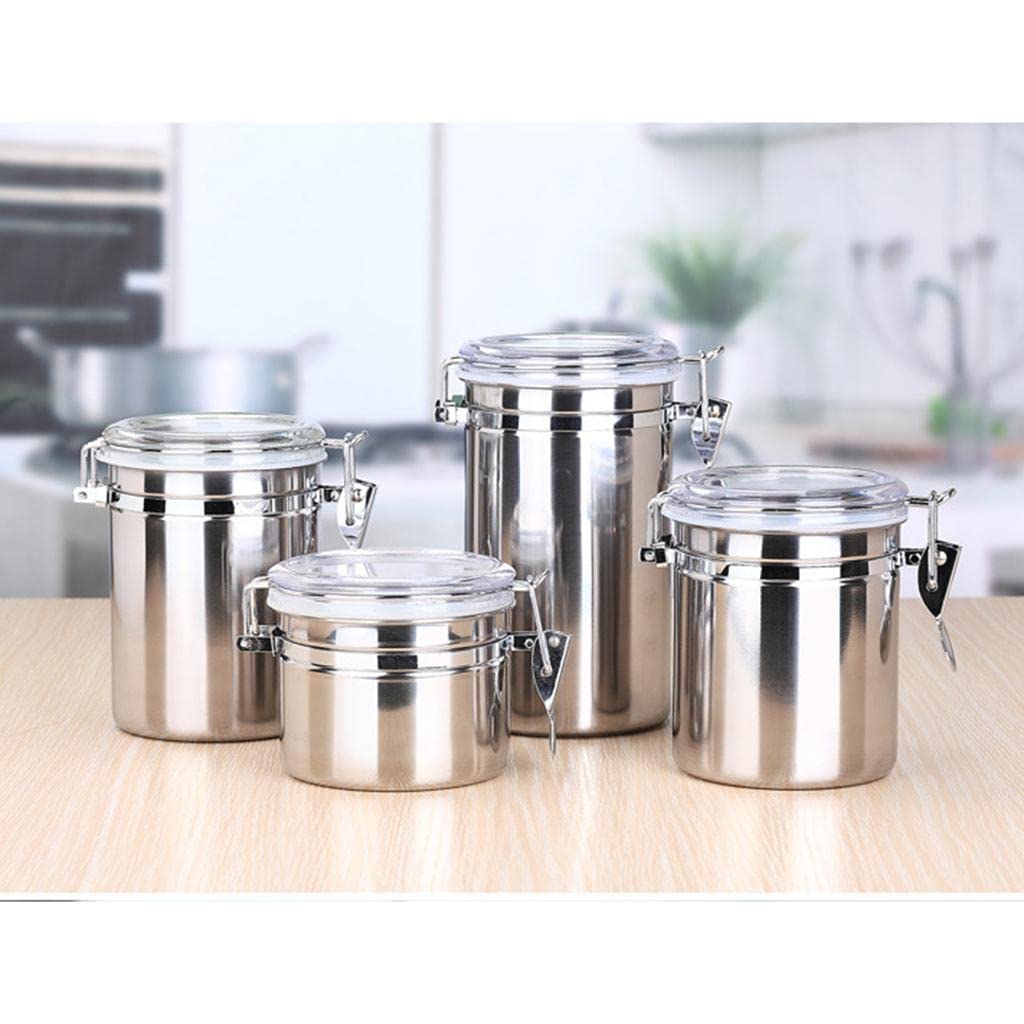 Aswadh Stainless Steel Airtight Canister with Clear Acrylic Lid and ...