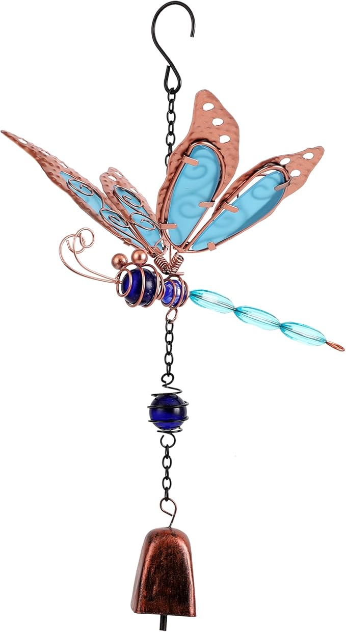 Amazon.com : Dragonfly Wind Chimes, Garden Glass Bell Glow Wind Chimes ...