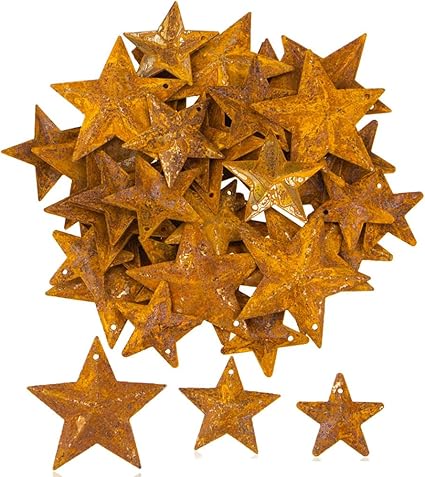 Amazon.com: 60PCS 3 Sizes Metal Rusted Metal Stars with hole,Rusty Barn ...