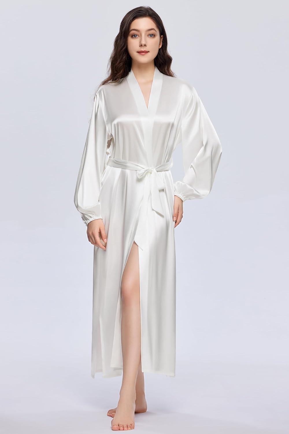 PRODESIGN Satin Kimono Robe Women Long Silky Kimono Bathrobe Sleepwear ...