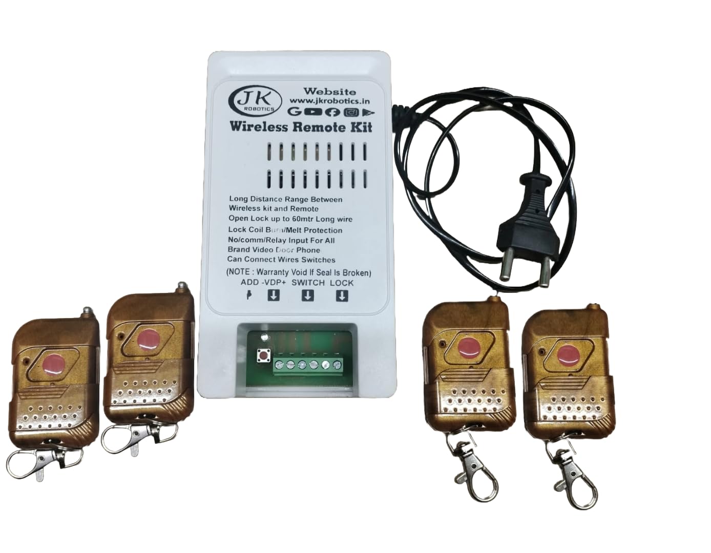 JK Robotics Wireless Remote Kit (4 Remotes) for Electronic Door Lock ...