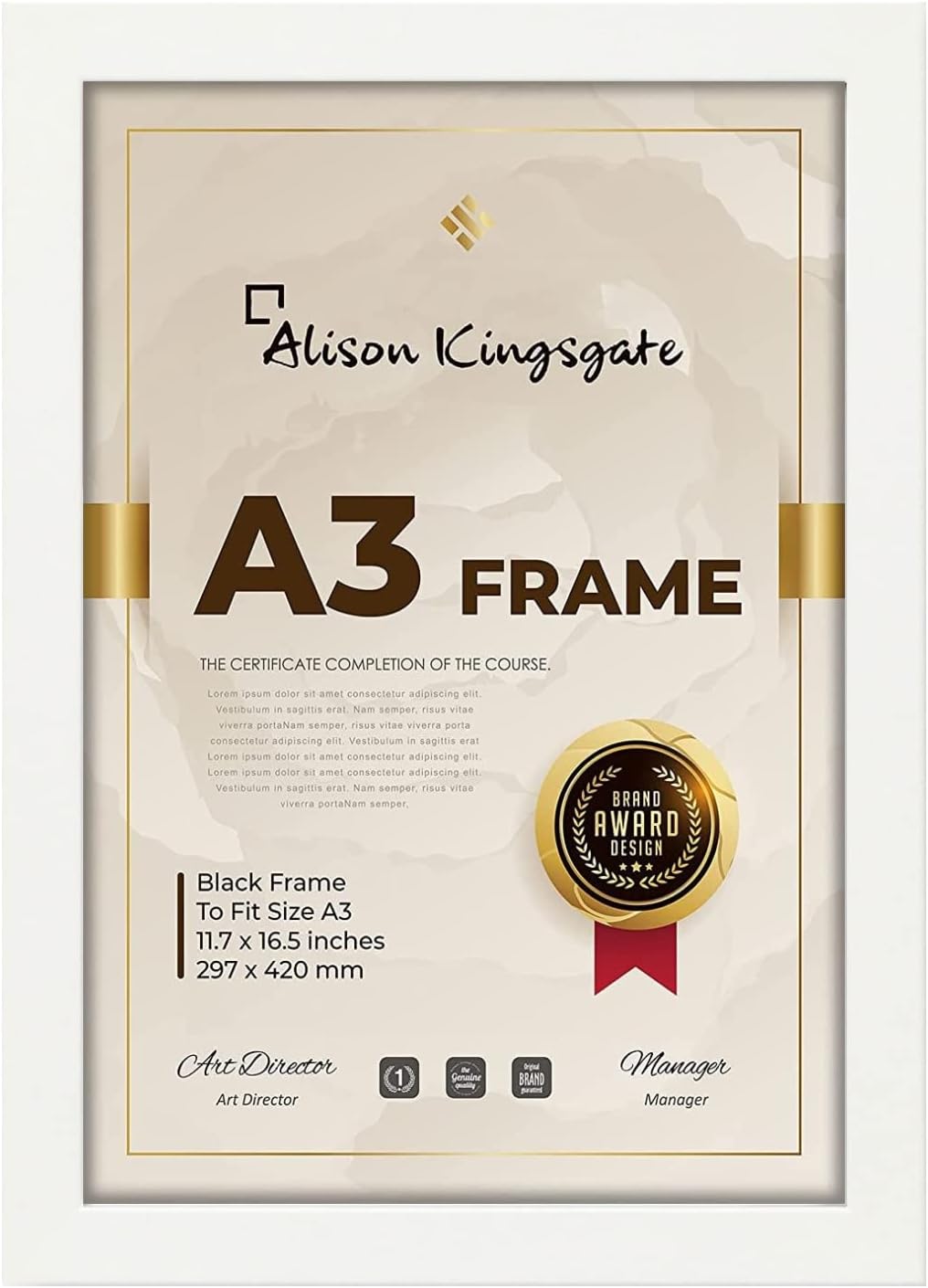 Alison Kingsgate White A3 Frame in Size 30x42cm - A3 White Frame with ...
