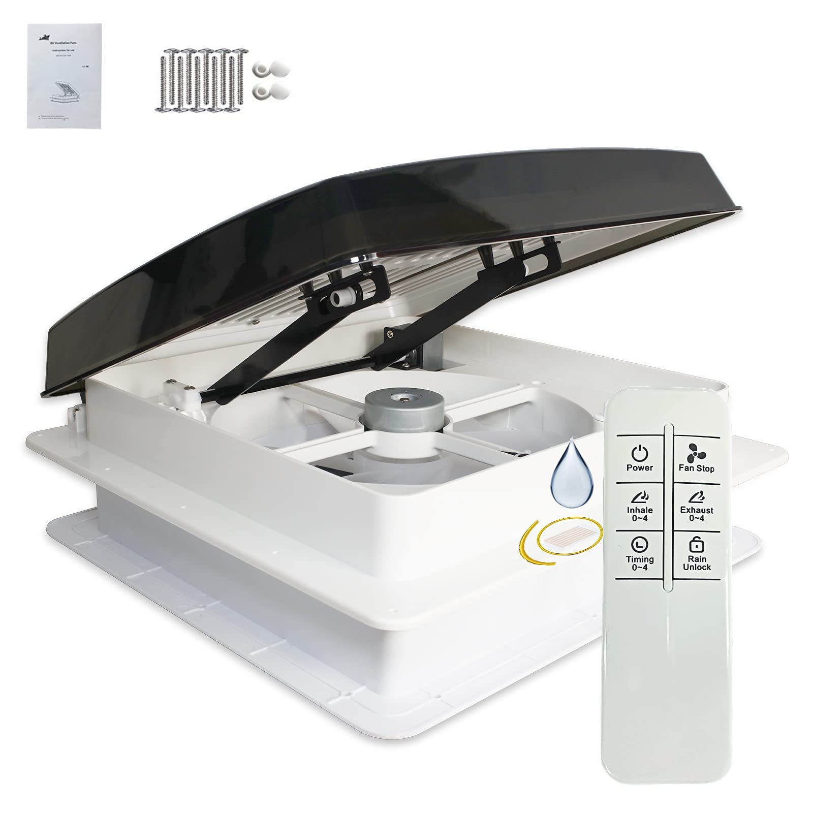 Buy Max Air Caravan Roof Vent Fan Reversible Exhaust Fan with Rain ...