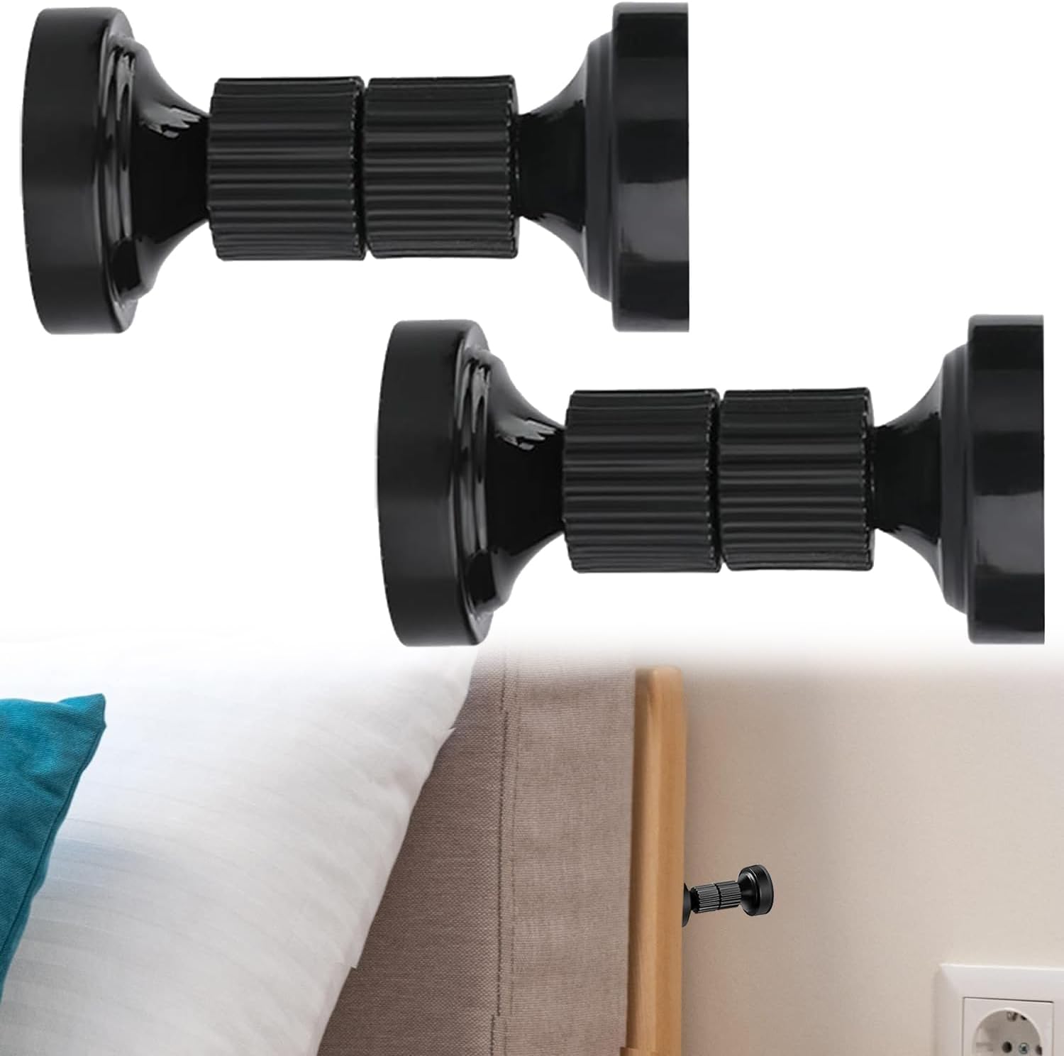 JOYVOX Headboard Stoppers Bed Wall Stoppers, 2 PCS Adjustable Headboard ...