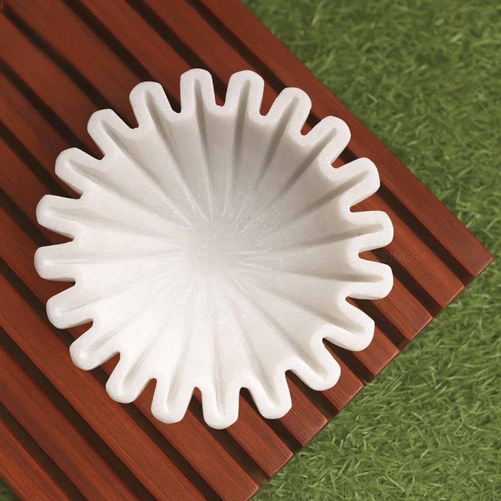Amazon.com: LE HOME DECOR Marble Ruffle Bowls Large Scalloped ...