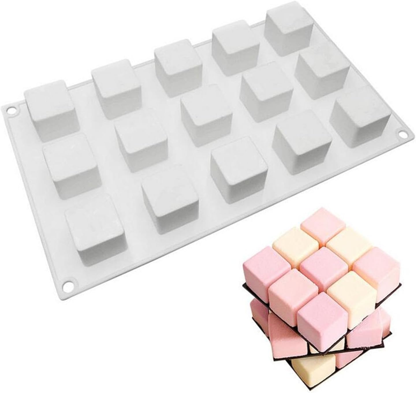 Amazon.com: AFINSEA 3D Square Shape Silicone Baking Mold for Mousse ...