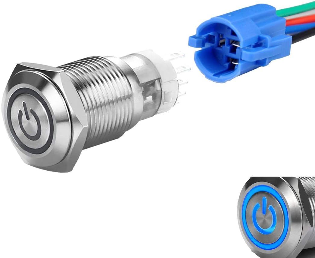 Amazon.com: WerFamily 16mm Latching Push Button Switch Power Symbol 12V ...