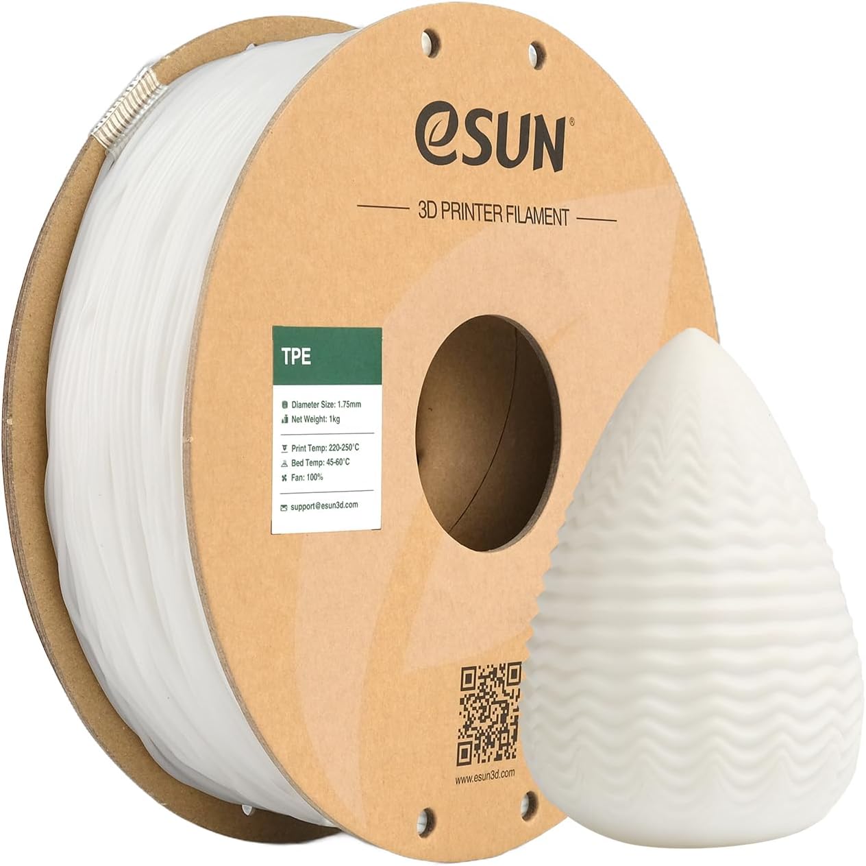 eSUN Esnek TPE Filament 1.75mm, 3D Yazıcı Filament TPE-83A, Boyutsal ...