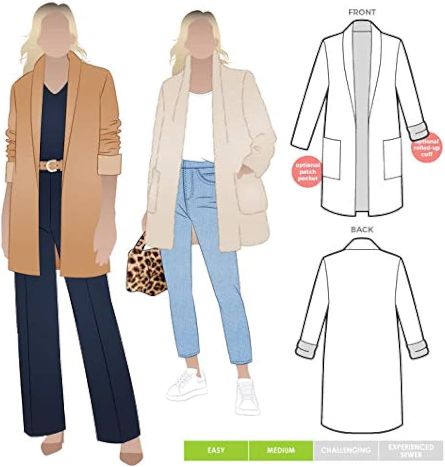 Amazon.com: Simplicity Pattern 9744 Misses' 2 Hour Jacket, Size BB (L ...