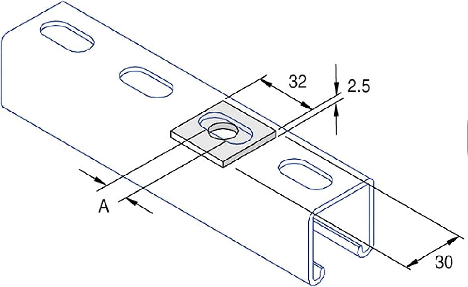 Unistrut P1020 Flat Bracket M10 / M12 Square Plate Washer Hot Dip ...