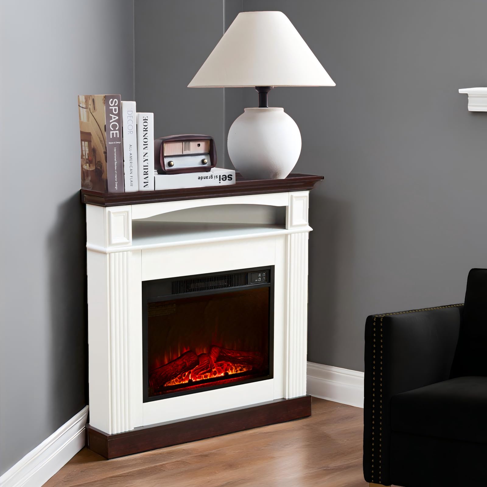 Amazon.com: Corner Electric Fireplace with Mantel, Space Heaters for ...