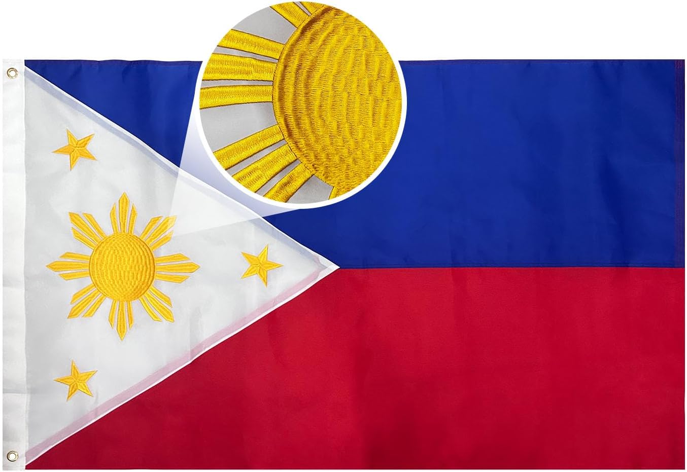 Amazon.com : AMZFLAG Embroidered Filipino Philippine Flag 3X5 ft ...