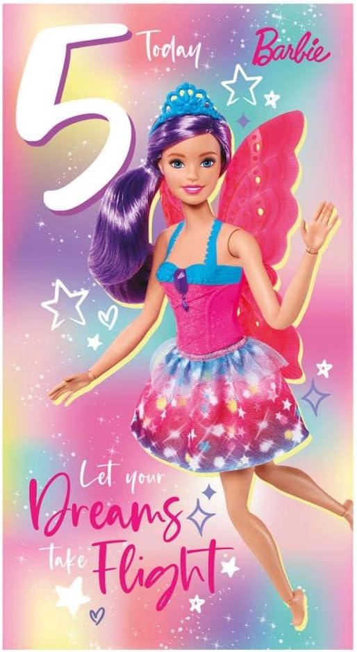 Amazon.com : Danilo Promotions LTD Barbie Age 5 Birthday Card, Official ...