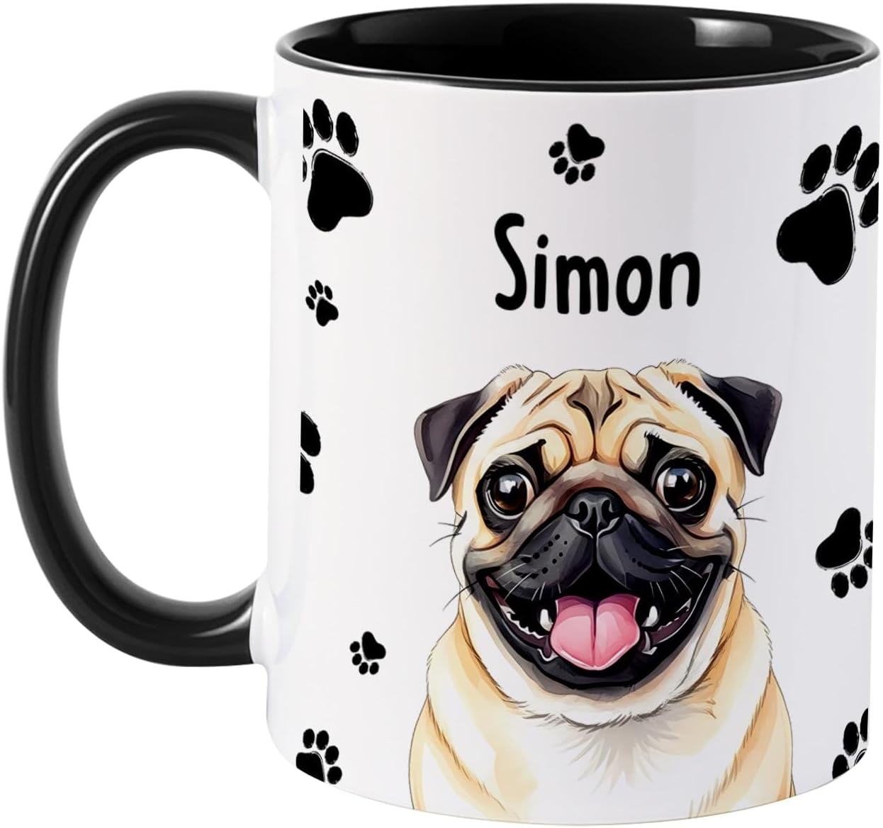Amazon.com: Personalized Adorable Pug Dog Portrait Coffee Cup, Gift For ...
