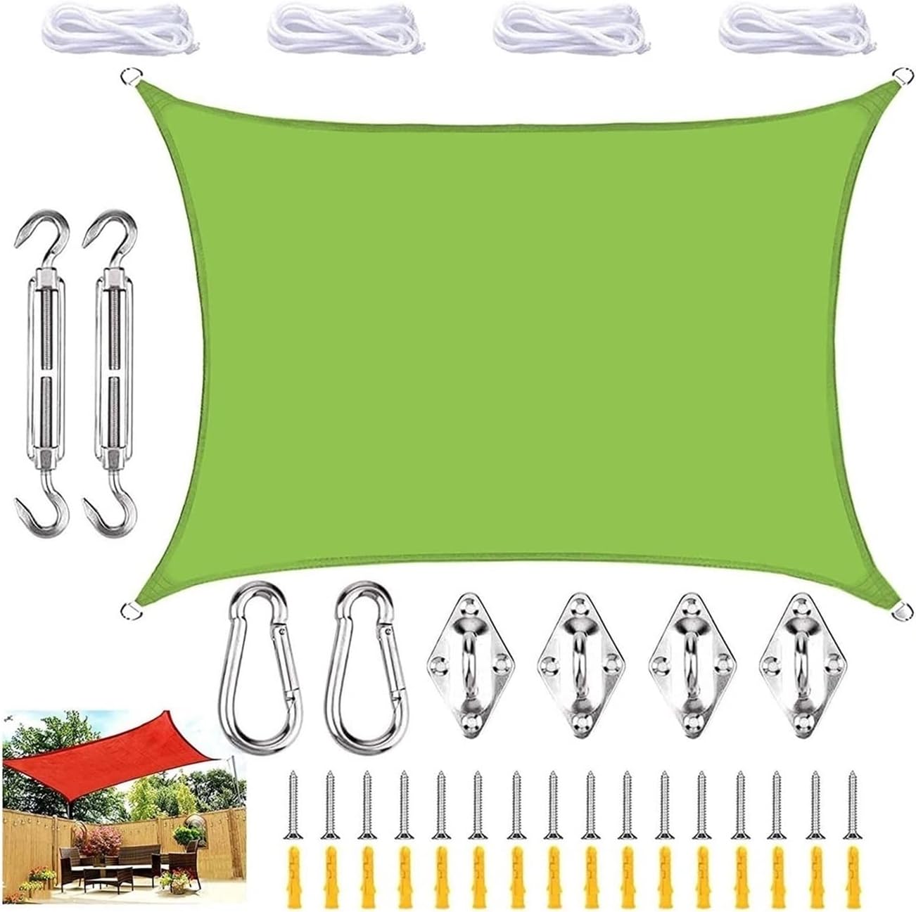 Shade Sails For Patio, Rectangular Shade Sail 4 X 6 M Solar Cloth For ...