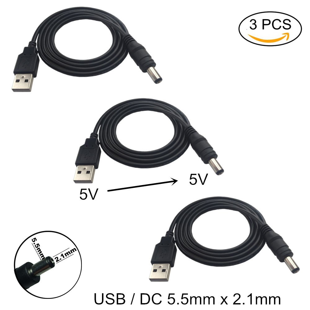 Buy DZYDZR 3 PCS 1m Extension Cable USB to DC Cable - 5V USB 2.0 Port ...