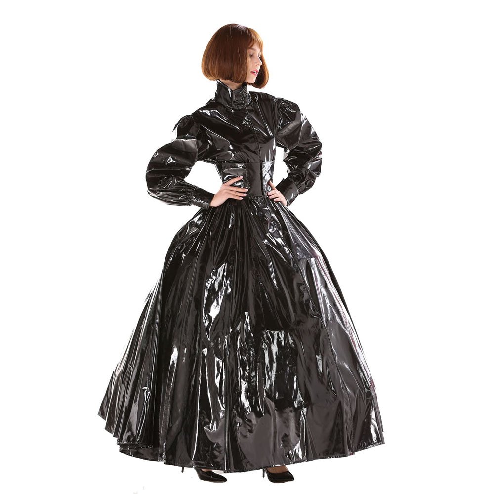 Buy GOceBaby Women Gothic Punk Cool Black PVC Ball Gown Dress Uniform ...