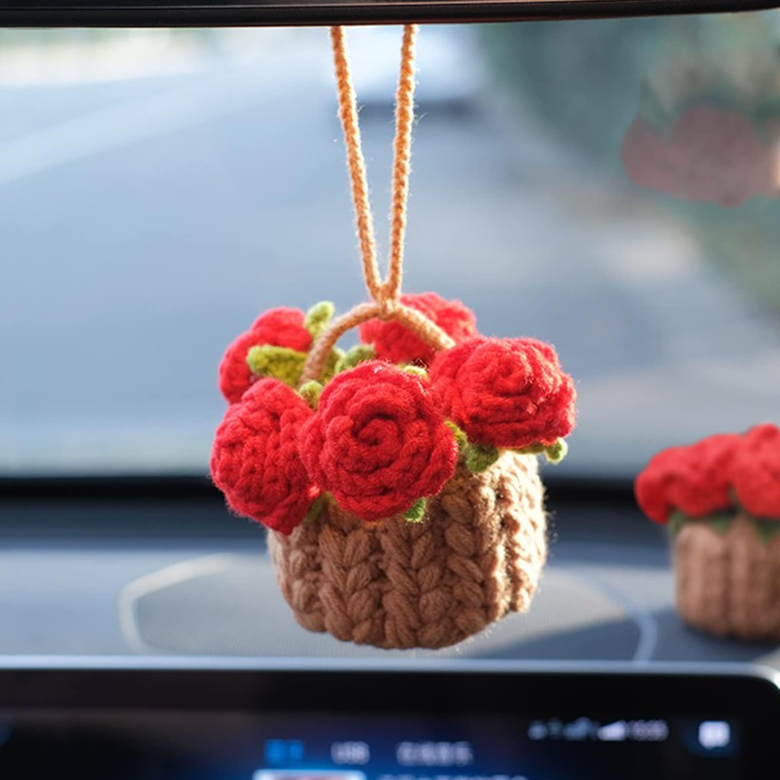 Amazon.com: Flower Car Plant Decor Rear View Mirror Hanging Accessories ...