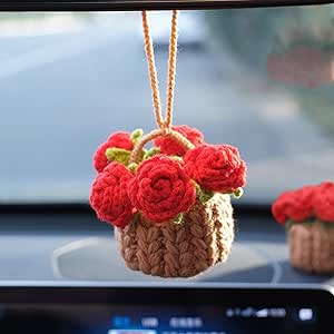 Amazon.com: Flower Car Plant Decor Rear View Mirror Hanging Accessories ...