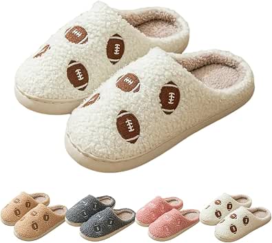 Amazon.com | DakinFu Cute Rugby Slippers for Women Men Cartoon Sports ...