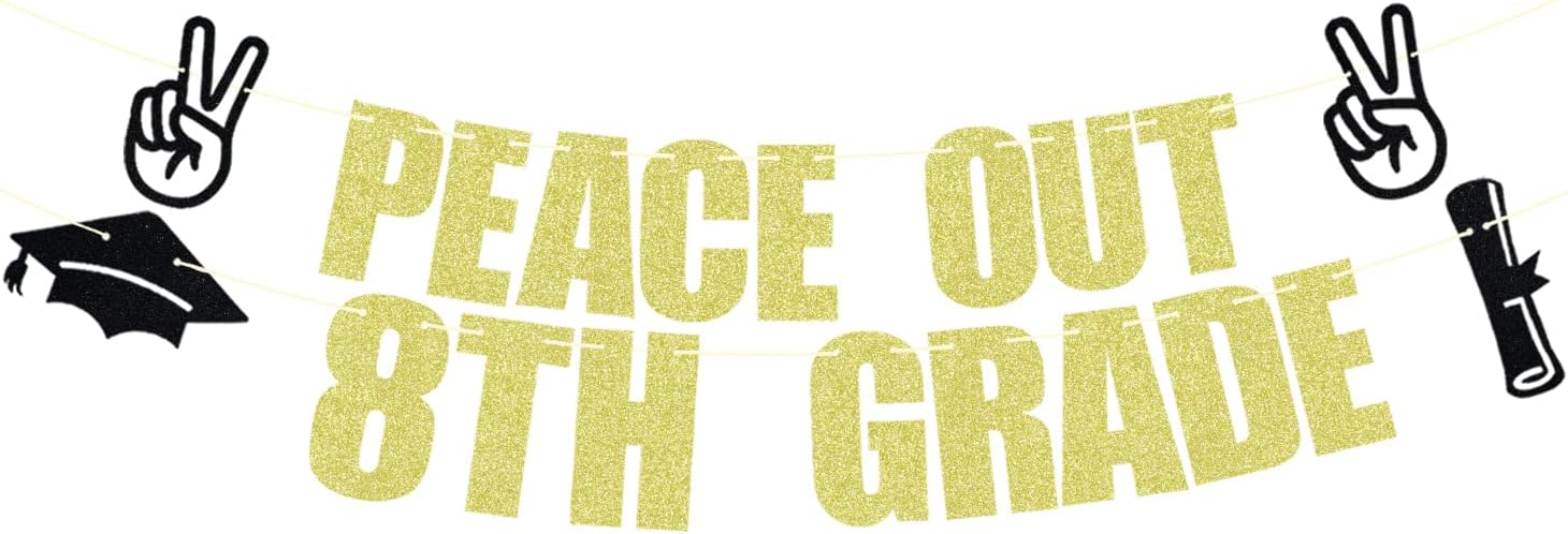 Amazon.com: Peace Out 8th Grade Banner, Straight Outta Middle School ...