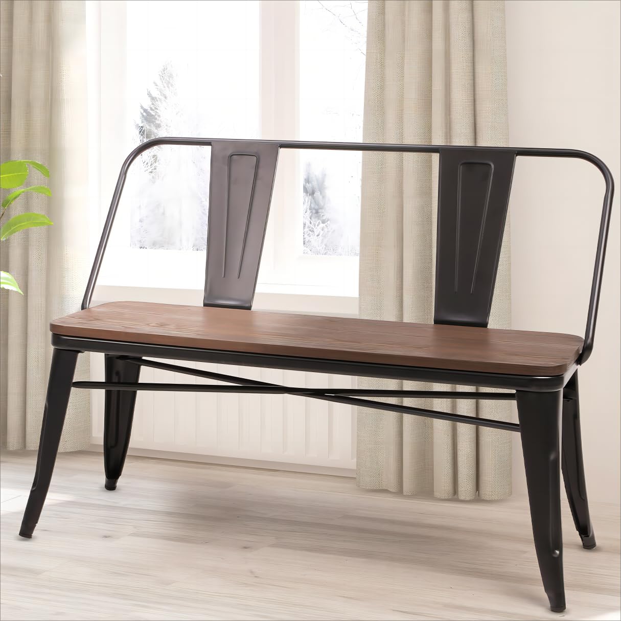 Amazon.com - YOLENY Dining Bench, Entryway Bench with Back, Farmhouse ...