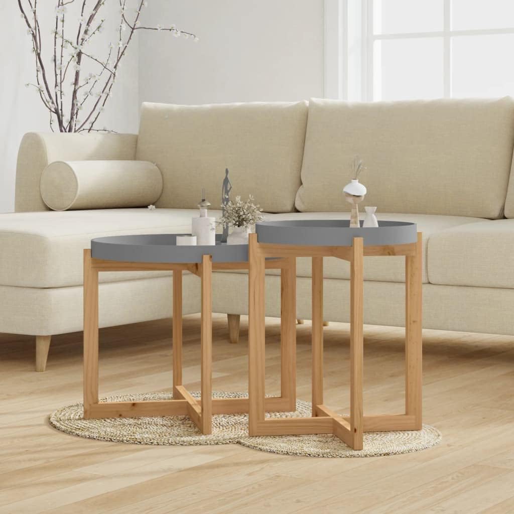 Amazon.com: Penau Coffee Tables 2 pcs Gray Engineered Wood and Solid ...