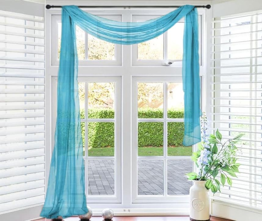 Amazon.com: 1 Solid Sheer Voile Window Scarf Valance for Home ...